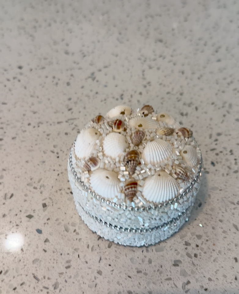 Beautiful Sea Shell Beaded Trinket Box Gift Box Beach Ocean Unique | eBay