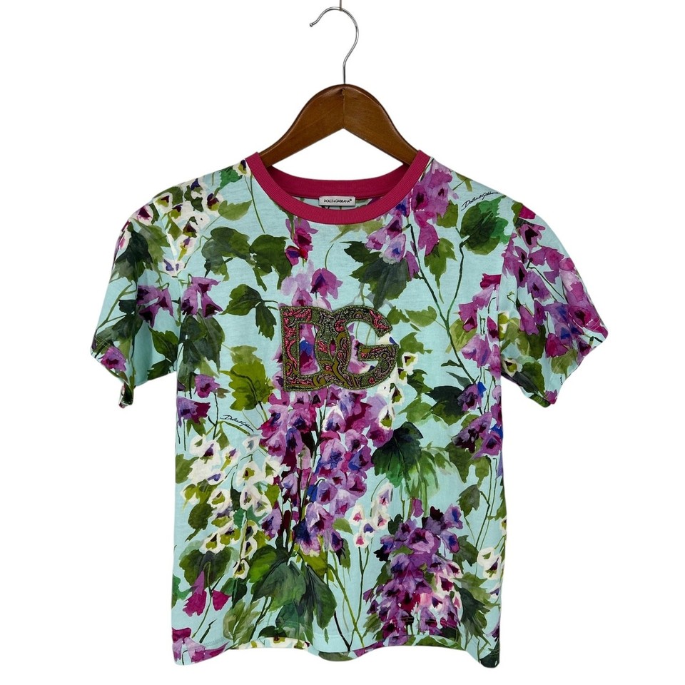 Dolce & Gabbana Kids Cotton Floral Logo T Shirt Size: 12 | eBay UK