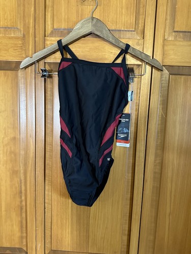 Speedo Solid Power flex Eco Swimsuit, Womens Size 28 Black/Maroon MSRP ...