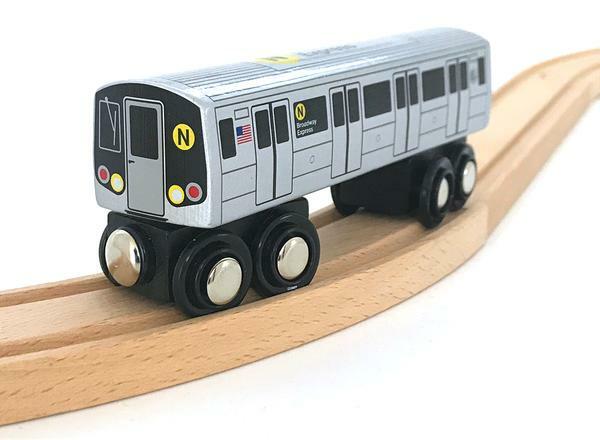 Munipals NYC Subway N Car Toy Train Wooden Railway Set of 2 for sale ...