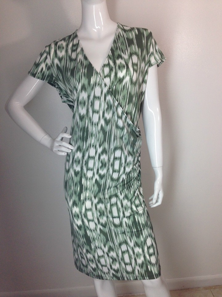 Women's New Classics Chive Combo Green Multi Color Wrap Fron Dress Plus ...