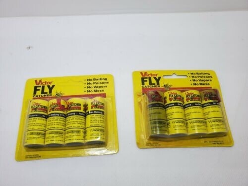 New Victor Fly Insect Catcher Trap Sticky Ribbons Catcher 8PK Factory ...