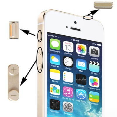 3 in 1 Alloy (Mute Button+Power Button+Volume Button) for iPhone 5S ...