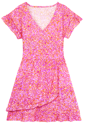 PEP Women's Sundress Printed Floral Mini Ruffle Dress - XL - Tropical ...