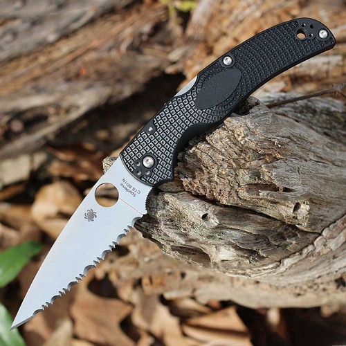SPYDERCO NATIVE CHIEF LIGHTWEIGHT FOLDING KNIFE CTS-BD1N SERRATED BLADE ...