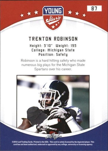 2012 Leaf Young Stars Draft #87 Trenton Robinson | eBay