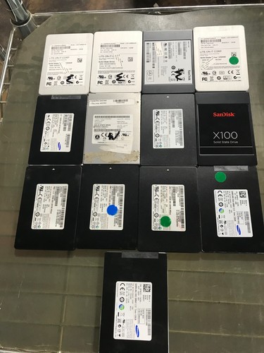Lot of 14 Mixed 128GB SSD Lot SanDisk, Lite-On, Samsung, Lenovo and ...