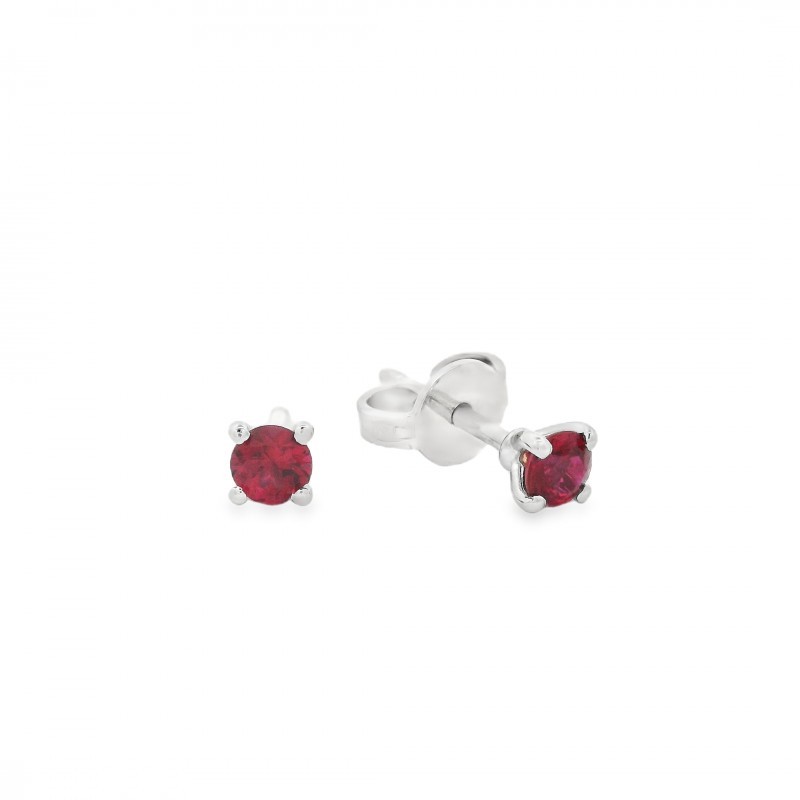 Ruby Point Light Earrings 4V Ct 0.35 Size 3.3 Mm Round Cut 18K White ...