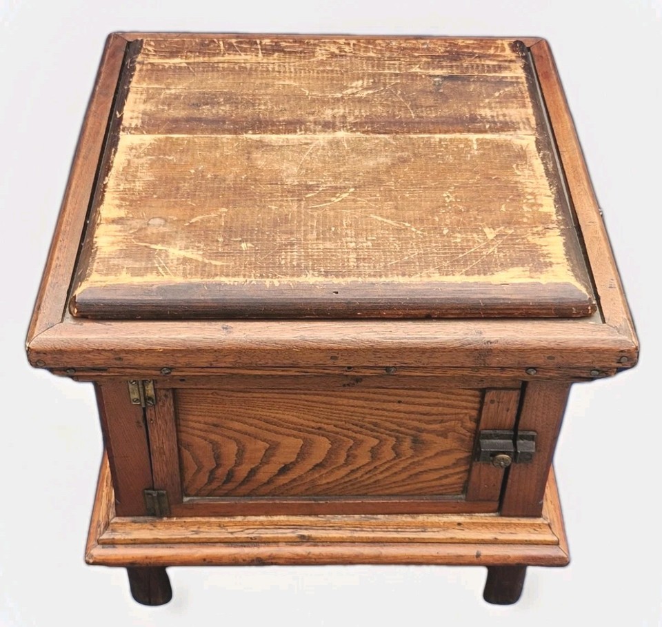 Antique 1880s Wooden Bedside Commode Toilet Box Primitive With Chamber ...