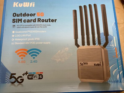 KuWFi Outdoor 5G Router with sim Card Slot, Dual Band WiFi 6 Router 5G ...