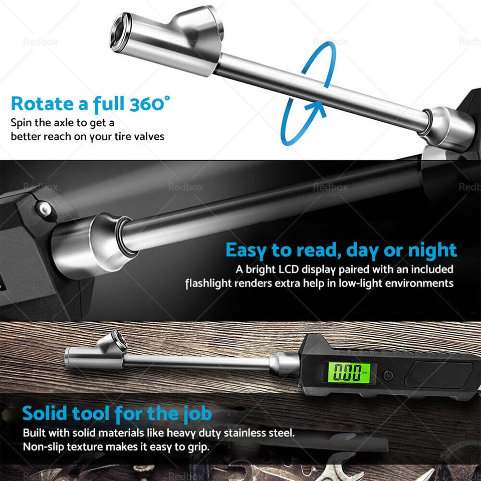 30 PSI Tire Pressure Guage Digital Car Bike Truck Air Meter Tester Tyre ...