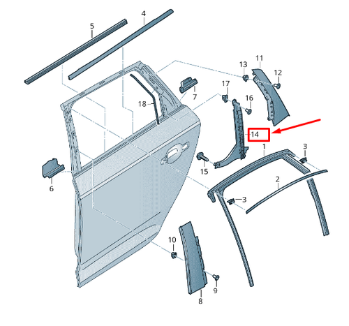 AUDI A4 Avant B9 Rear Right Door Window Guide Rail 8W0839068 NEW ...
