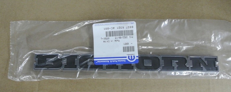 Bighorn Tailgate Emblem OEM Mopar 68276321 AC-001 for 2019 2020 Ram ...