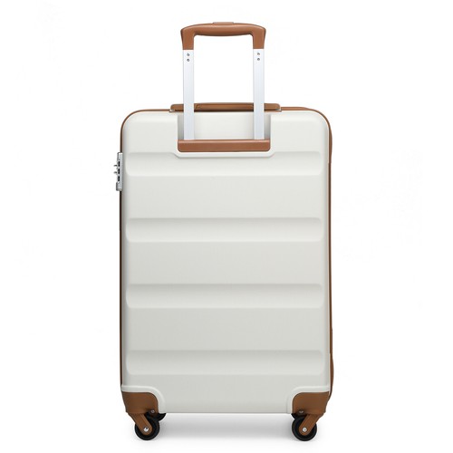 Cream 4 Wheels Cabin Hand Luggage Hard Shell Suitcase Trolley Travel ...