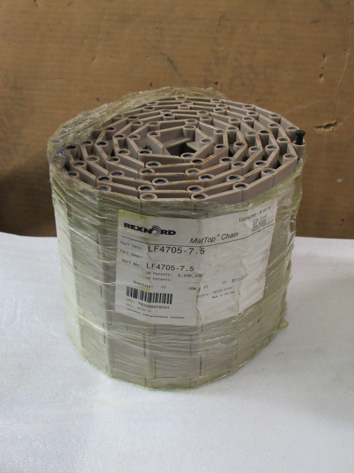 NEW REXNORD MAT TOP CONVEYOR CHAIN LF4705-7.5 7-1/2"W 10FT | eBay