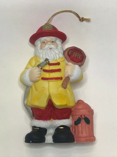 Ceramic Fireman Santa Christmas Ornament Firefighter | eBay