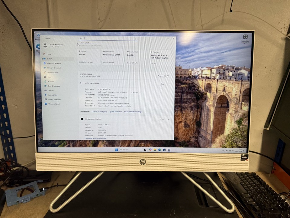 HP All-in-One PC 24-inch Desktop AMD Ryzen 5 5625U 8GB RAM 512GB SSD ...