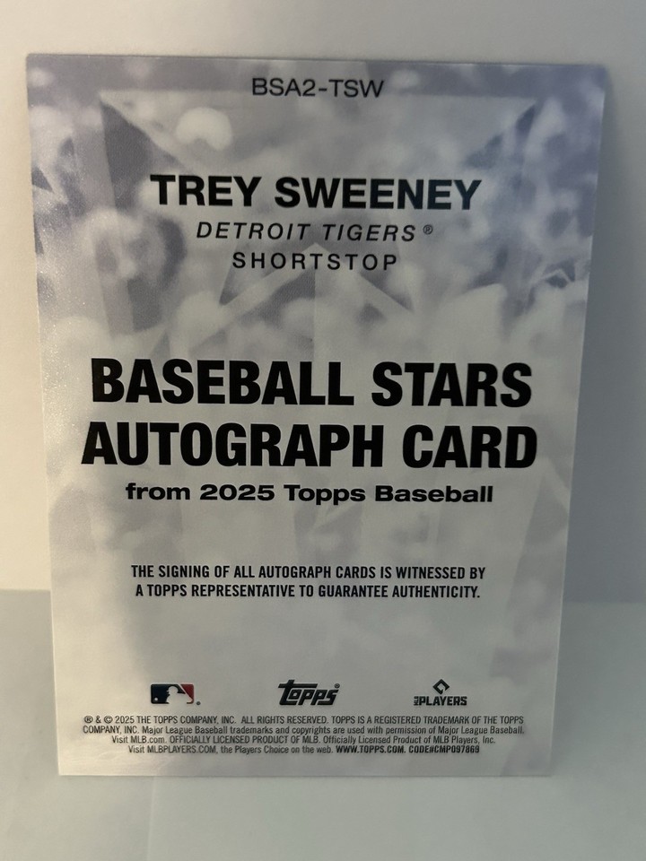 TREY SWEENEY 2025 TOPPS SERIES 2 #BSA-TSW BLUE BASEBALL STARS AUTO /150 ...