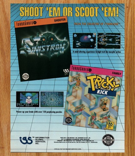 Turbo Grafx 16 Tricky Kick Sinistron IGS- Video Game Print Ads Poster Promo 1991 | eBay
