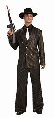 Gangster Suit 20's-30's Double Breasted Style Blk/Gd Pinstripe Costume ...