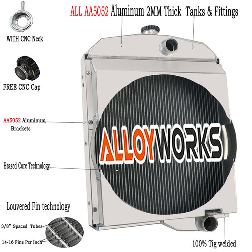 3 Rows Aluminum Radiator+cap For Oliver 1550 1550 1555 1600 1650 1655 ...
