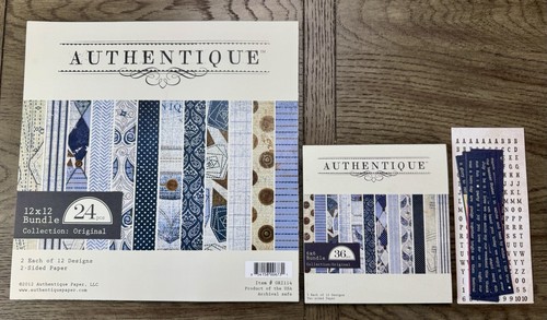 Authentique *ORIGINAL COLLECTION* 12x12 and 6x6 Paper Pads BLUES/DENIM ...