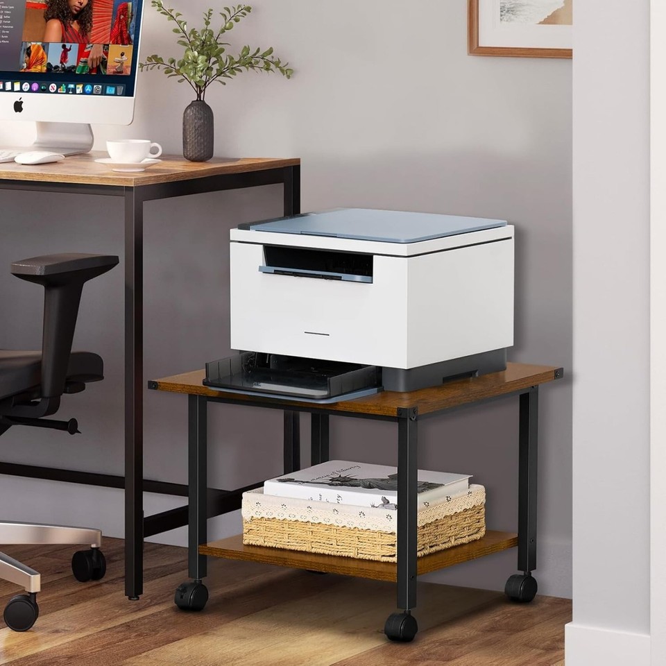 Mobile Printer Stand with Storage Shelf, Under Desk Rolling Printer Cart | eBay