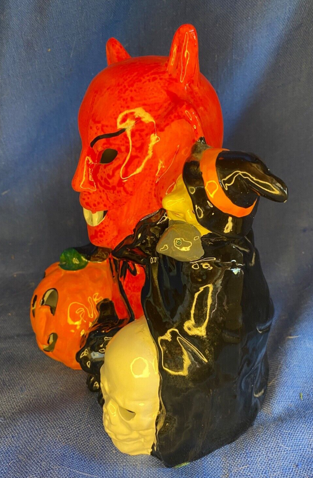 Vintage 1970s Halloween Light Up Color Change Ceramic Lamp Devil Skull ...