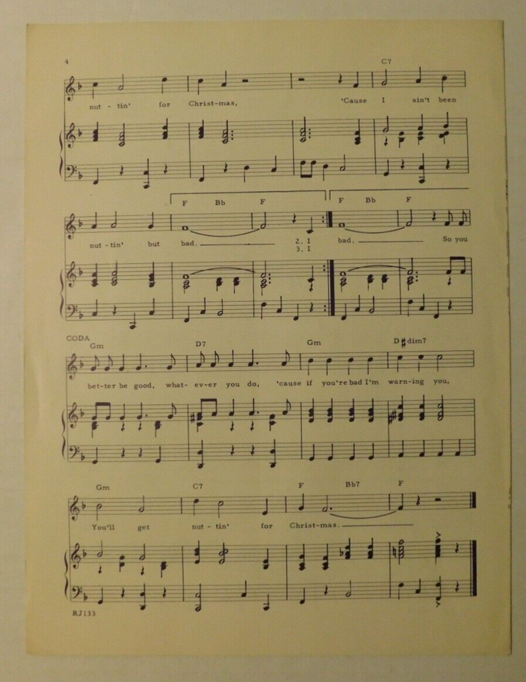 Sheet Music Stan Freberg "Nuttin' for Christmas" © 1955 | eBay