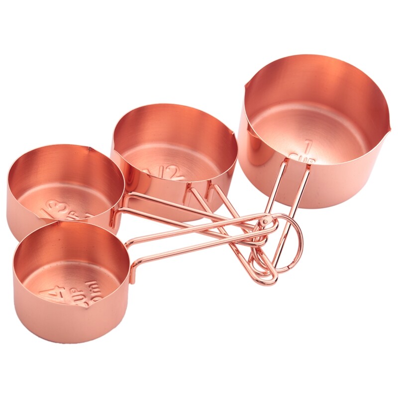 Rose Gold Stainless Steel Measuring Cups and Spoons Set of 8 Engraved ...