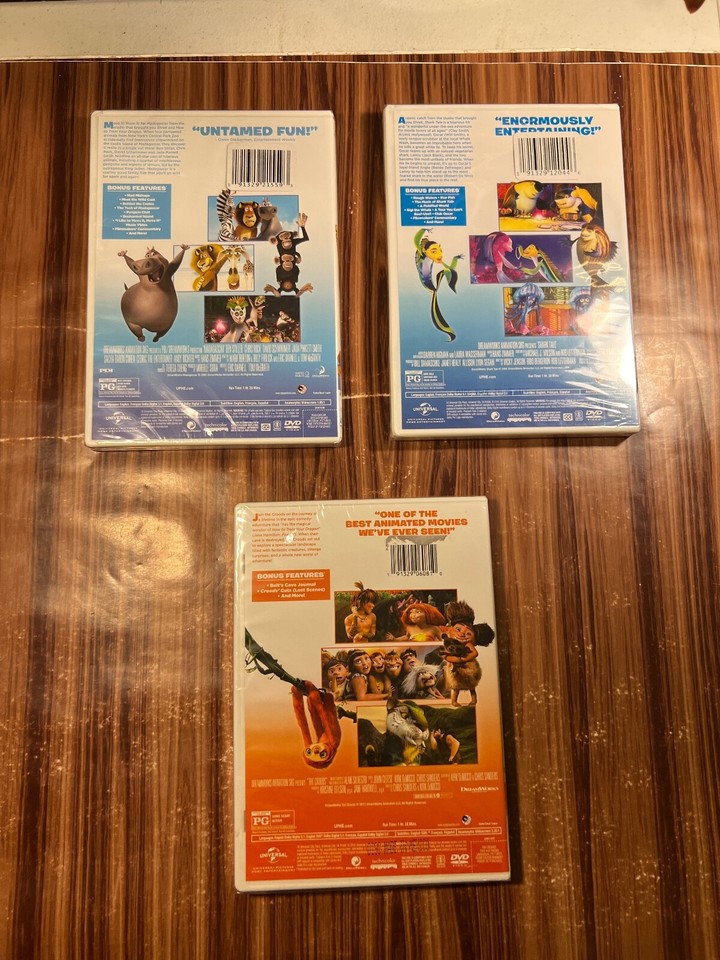 Madagascar Shark Tale Croods DVD Movie Lot Dreamwork Family Kids ...