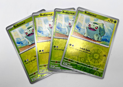 Bulbasaur Reverse Holo 001/165 x4 4x Pokémon Card Scarlet & Violet 151 ...