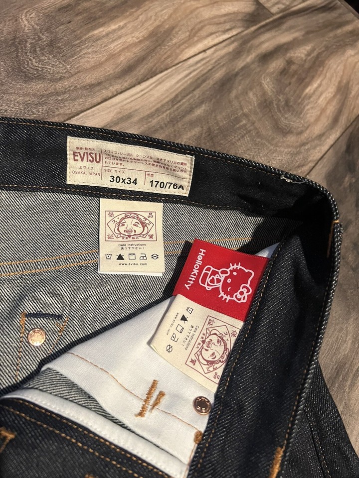 EVISU x Hello Kitty Collaboration Denim Jeans Pants Selvedge No2 2001 ...