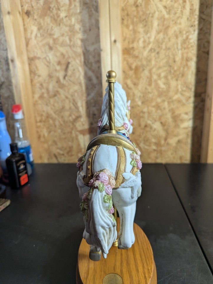 Vintage Lefton Carousel Horse, Porcelain, Wood Base, Wind Up, Musical ...