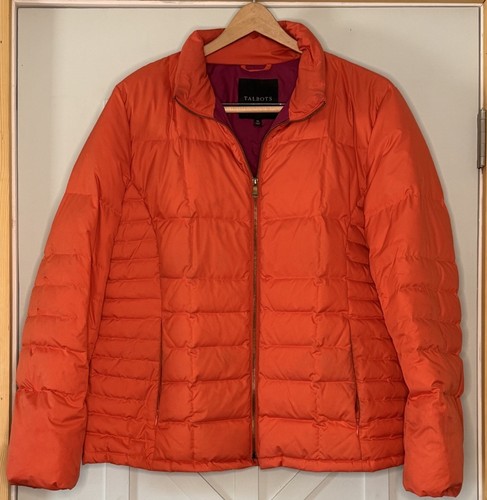 Talbots Jacket Womens Petite XL Orange/Purple Puffer Coat Zip Outdoors ...