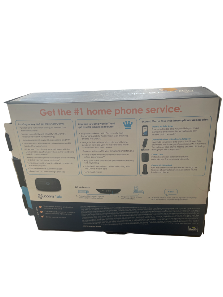 Ooma Telo Smart Home Internet Phone Service Free Nationwide Calling ...