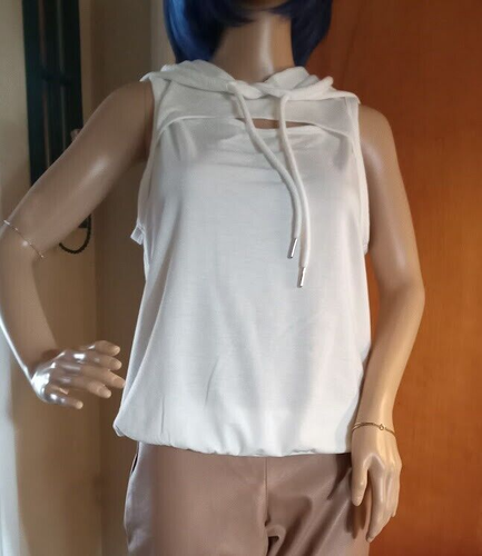 Skonhet~ Sleeveless Hood Peekaboo Sweatshirt Workout Activewear ...