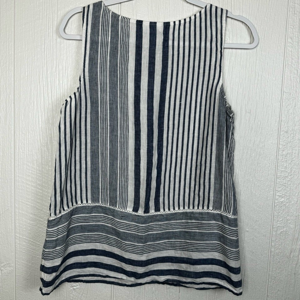 J. Jill Love Linen Nautical Linen Tank Top Blue White Striped Size ...