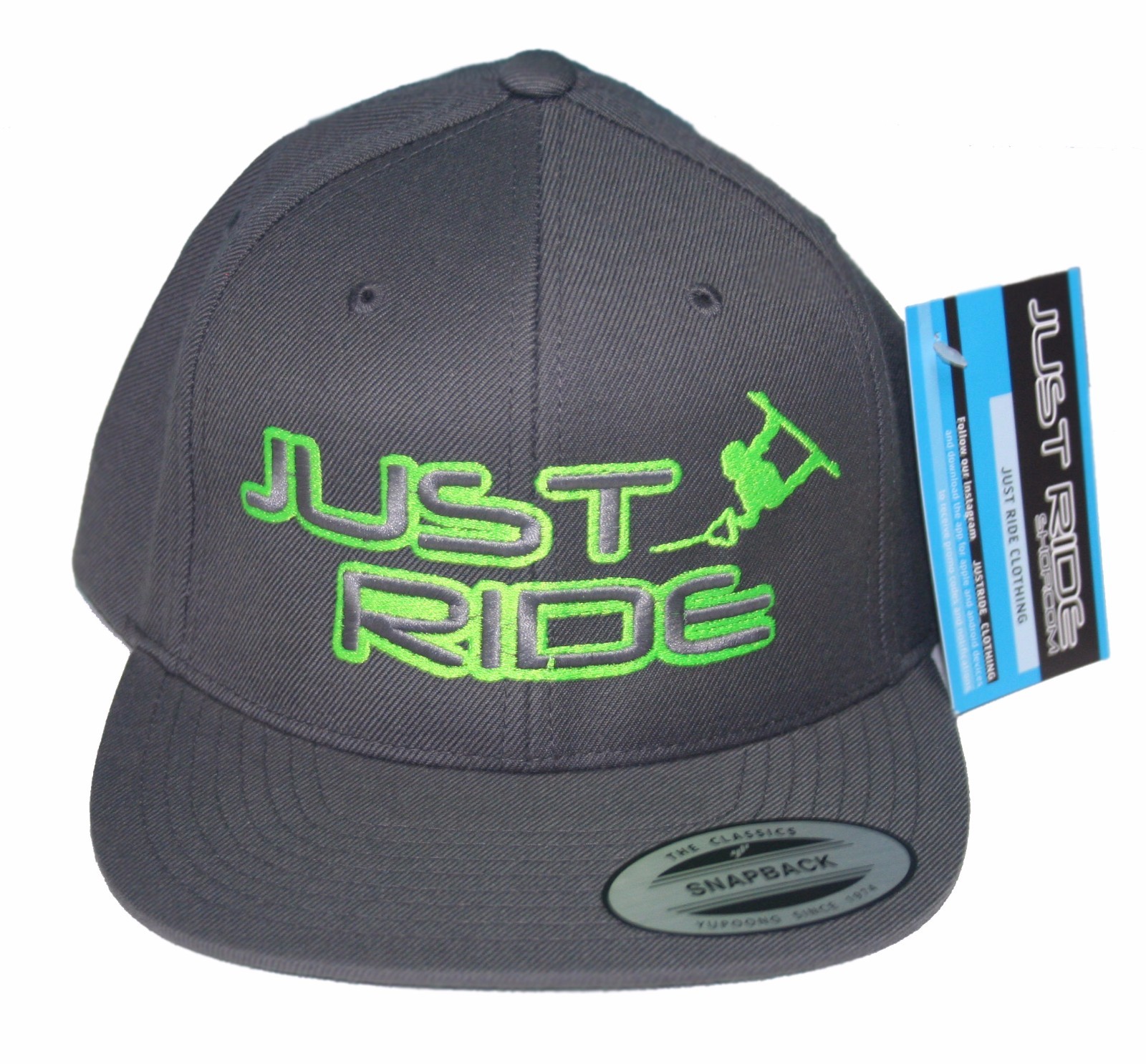 WAKE BOARD HAT CAP GREY LIME JUST RIDE FLAT BILL SNAPBACK WAKEBOARD | eBay
