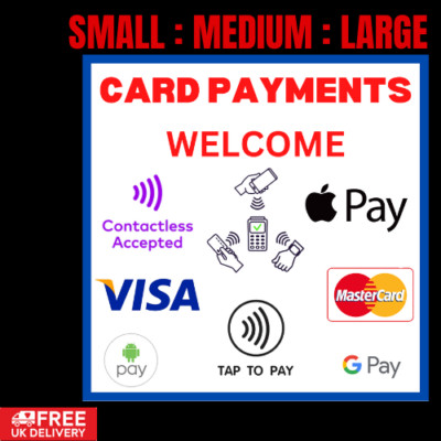 Card payment stickers SQUARE SHAPE STICKERS, SMALL,MEDIUM,LARGE, UK ...