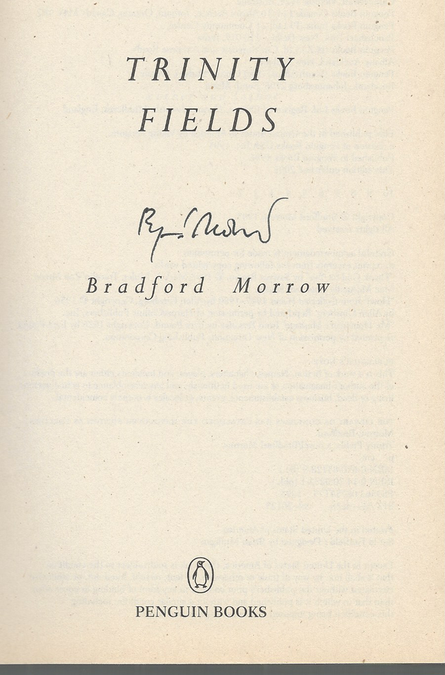 Trinity Fields by Bradford Morrow 1995, Paperback SIGNED BY AUTHOR FREE USA SHIP 9780142002322| eBay