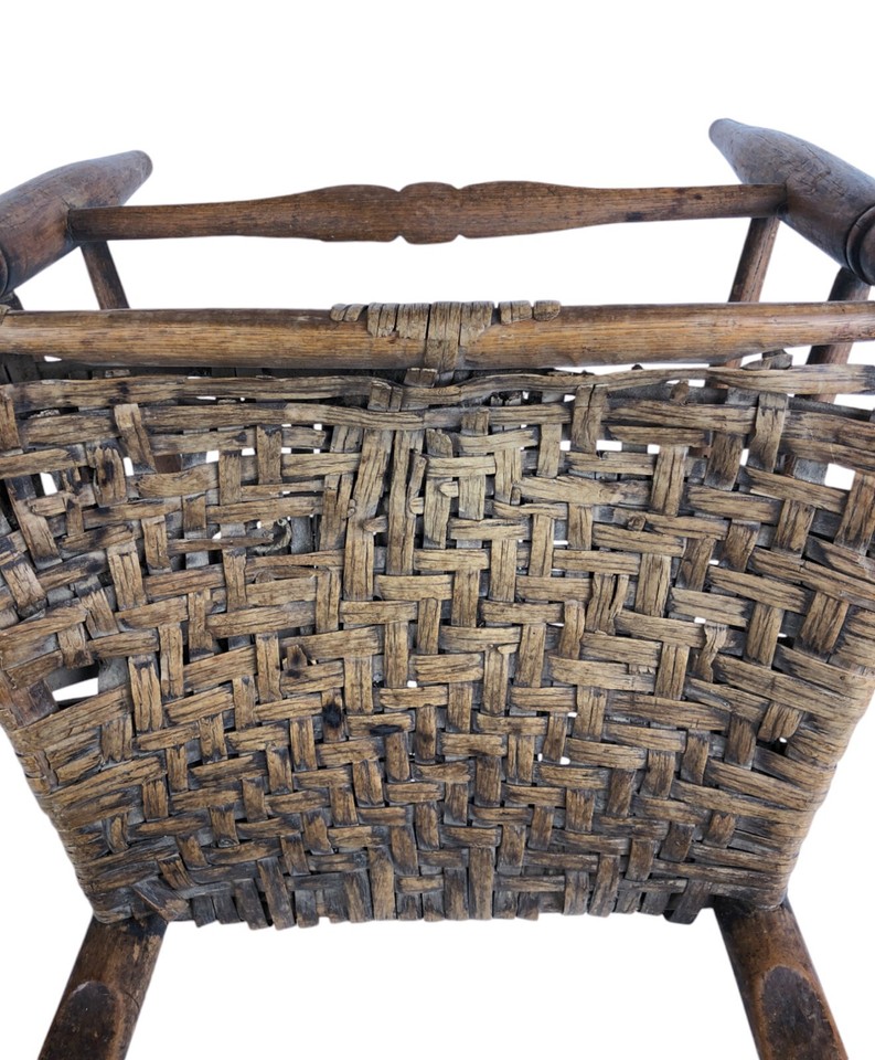 Primitive Antique Ladderback Splint Weave Seat Poynor Side Chair | eBay