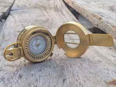 Vintage Antique Military Compass Nautical Pocket Brilliant Brass ...