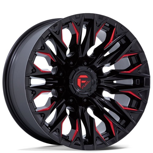 20x9" Fuel Wheels D823 Flame 8 Gloss Black with Red Milled Off-Road ...
