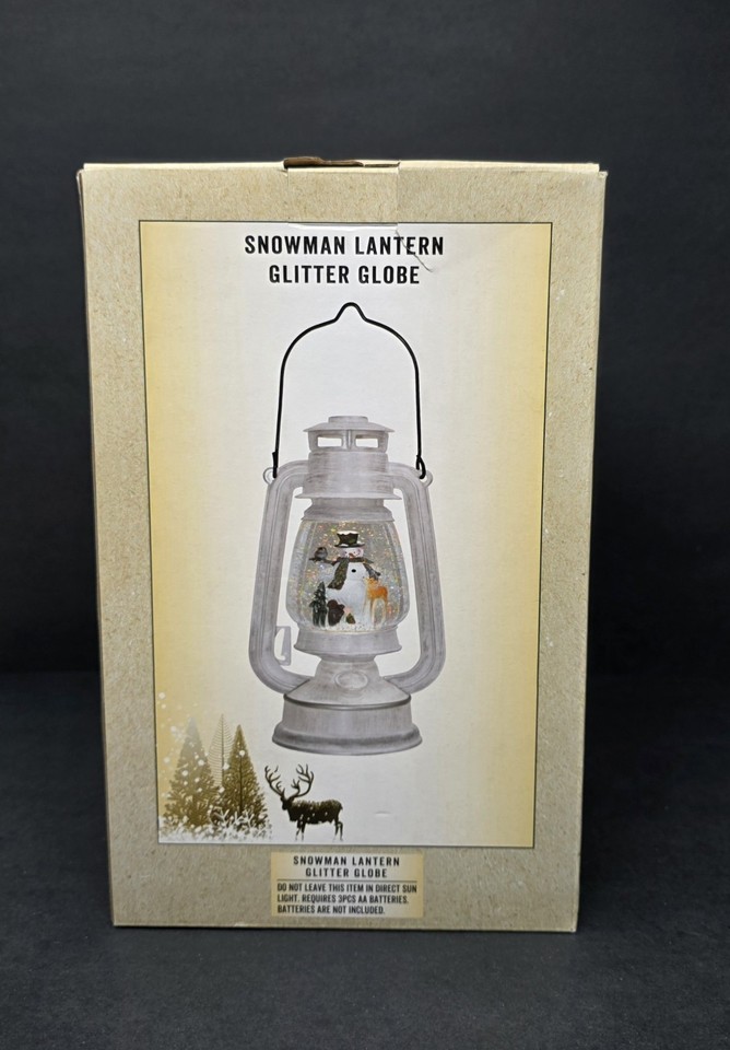 Cracker Barrel Snowman Snow Globe Battery Operated Lighted Lantern ...