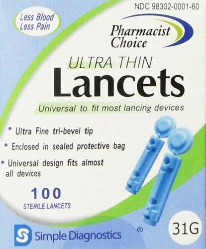 100 ct x UNIVERSAL LANCETS 31G TWIST TOP FIT MOST LANCING DEVICES NEW ...