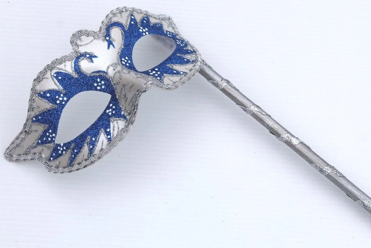 Silver Masquerade Masks On A Stick