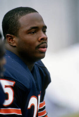 Neal Anderson Chicago Bears looks on from the bench v Miami Football ...