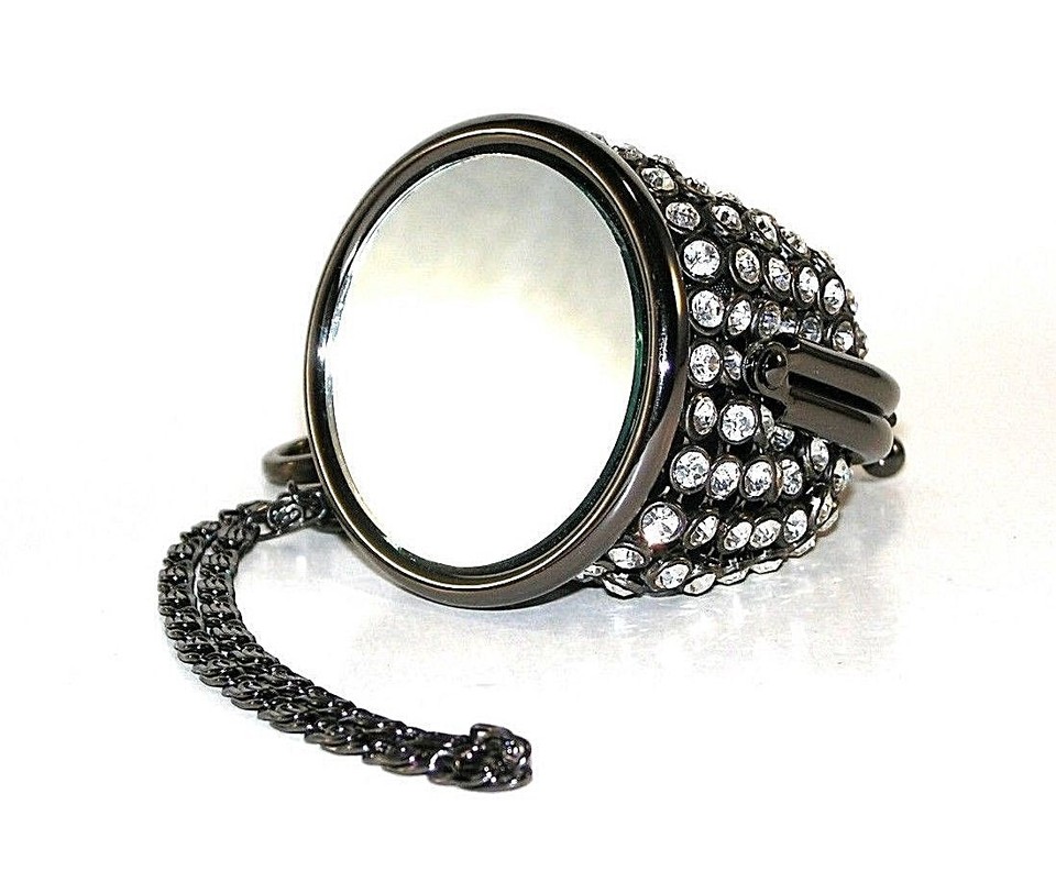Rhinestones mini coin purse with Mirror in the Bottom, Hand Strap USA ...