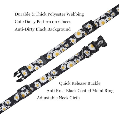 Basic Dog Collar, Daisy Floral Pattern, Soft and Durable Medium Daisy ...
